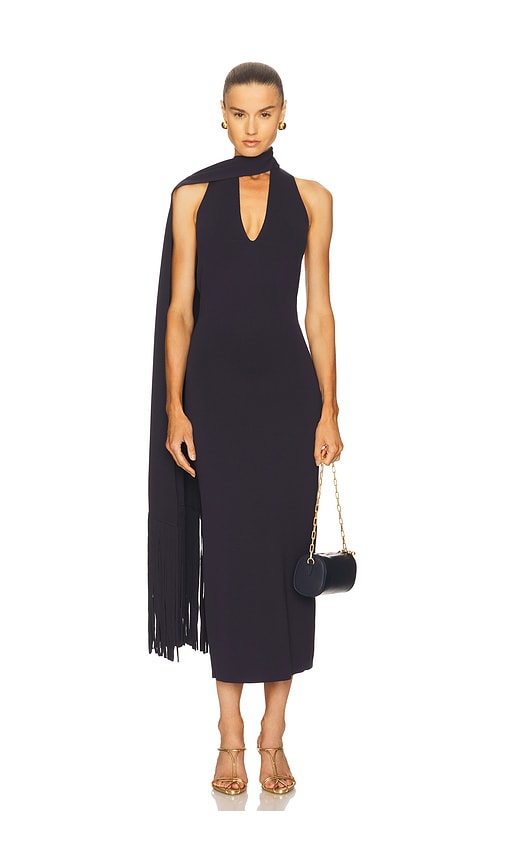NORMA KAMALI Norma Kamali Halter Turtleneck Side Slit Dress